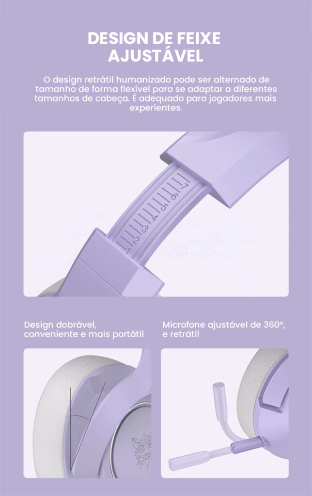 Kit Gamer Roxo Headset K9 ONIKUMA, Mouse CW905, Teclado BASTC, Mousepad ...