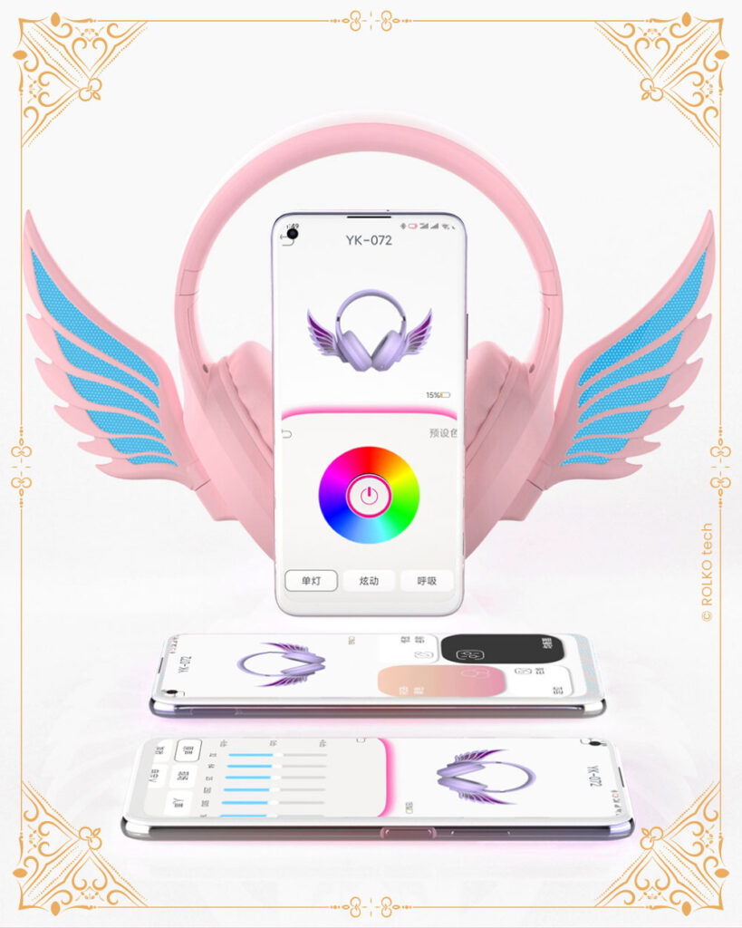 Headset Asas de Anjo YRKR YK-072 Bluetooth e RGB – ROLKO tech