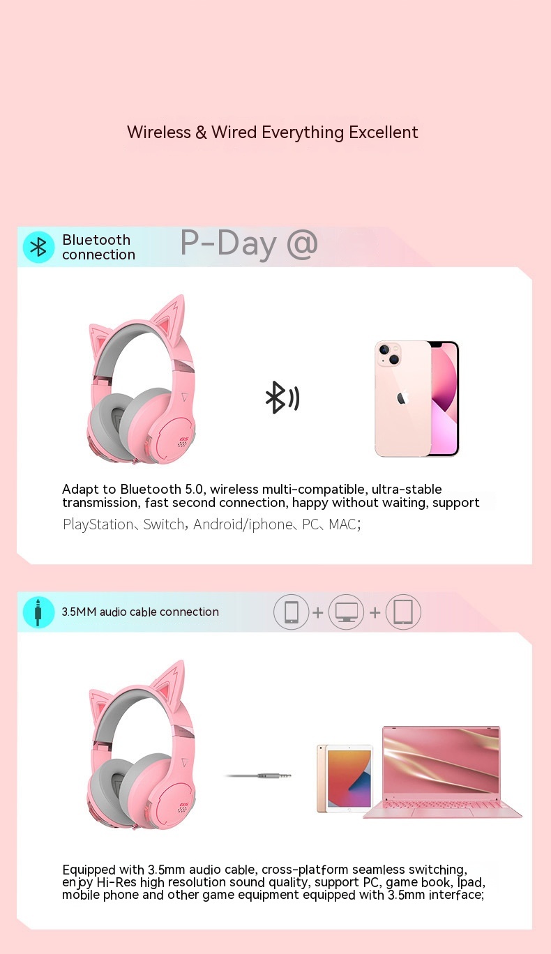 Headset HECATE G5BT Cat Bluetooth Cyber RGB Orelha de Gato – ROLKO tech