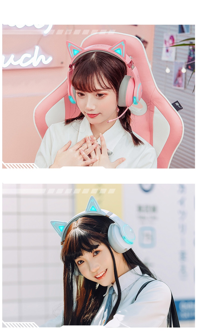 Headset HECATE G5BT Cat Bluetooth Cyber RGB Orelha de Gato – ROLKO tech