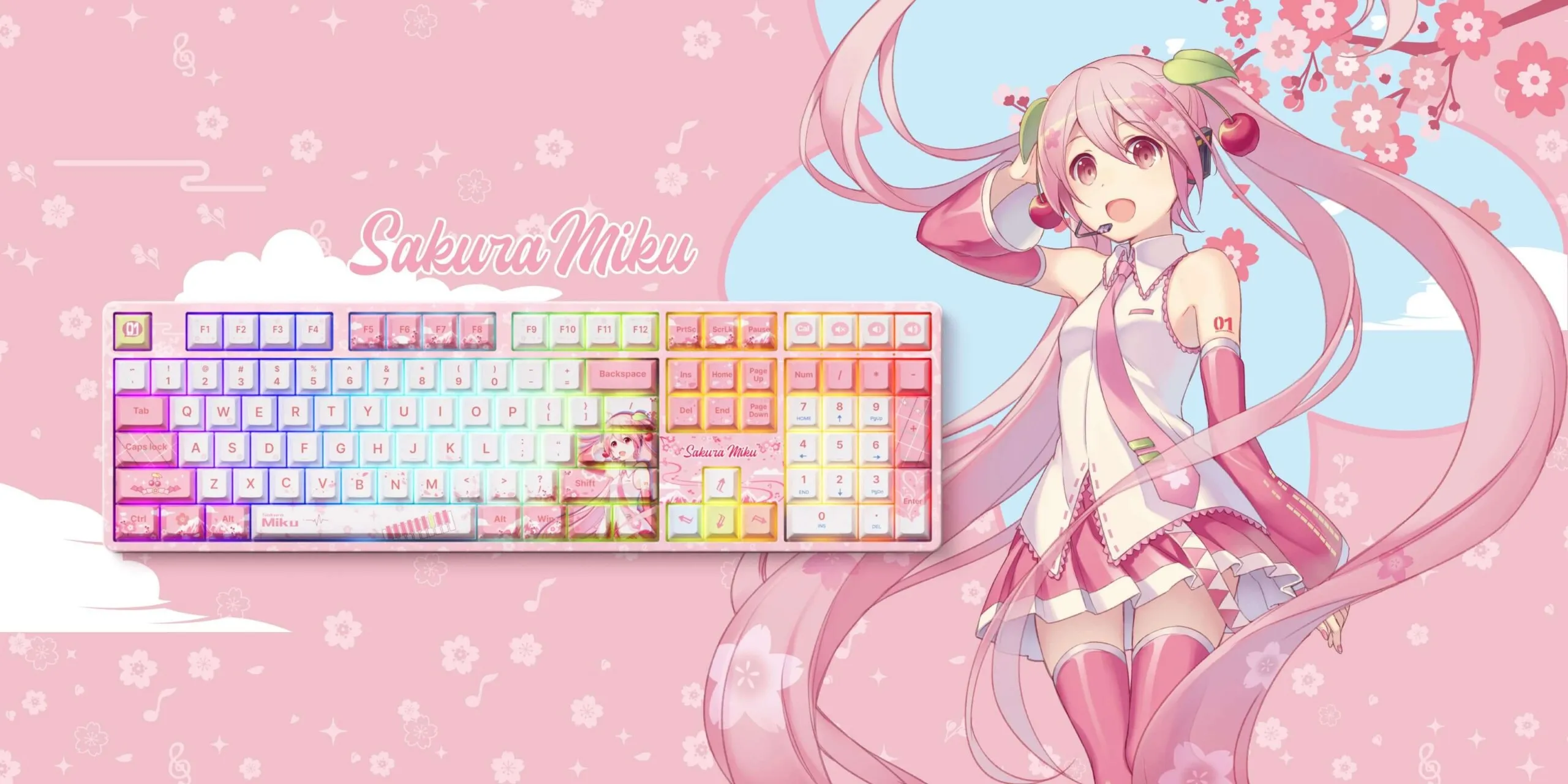 AKKO Teclado Sakura Miku 5108B Plus Bluetooth 5.0, 2.4G, e Cabo – ROLKO ...