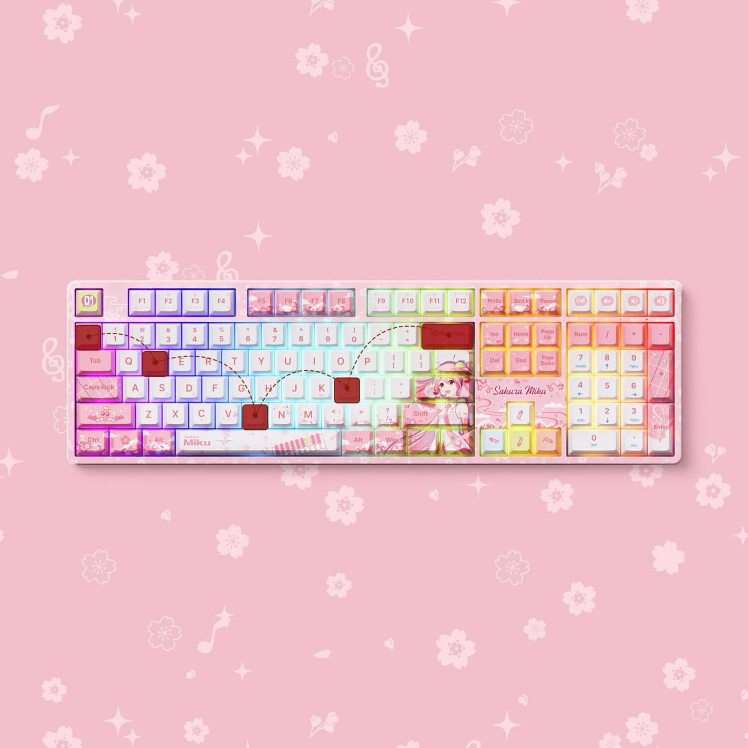 AKKO Teclado Sakura Miku 5108B Plus Bluetooth 5.0, 2.4G, e Cabo – ROLKO ...