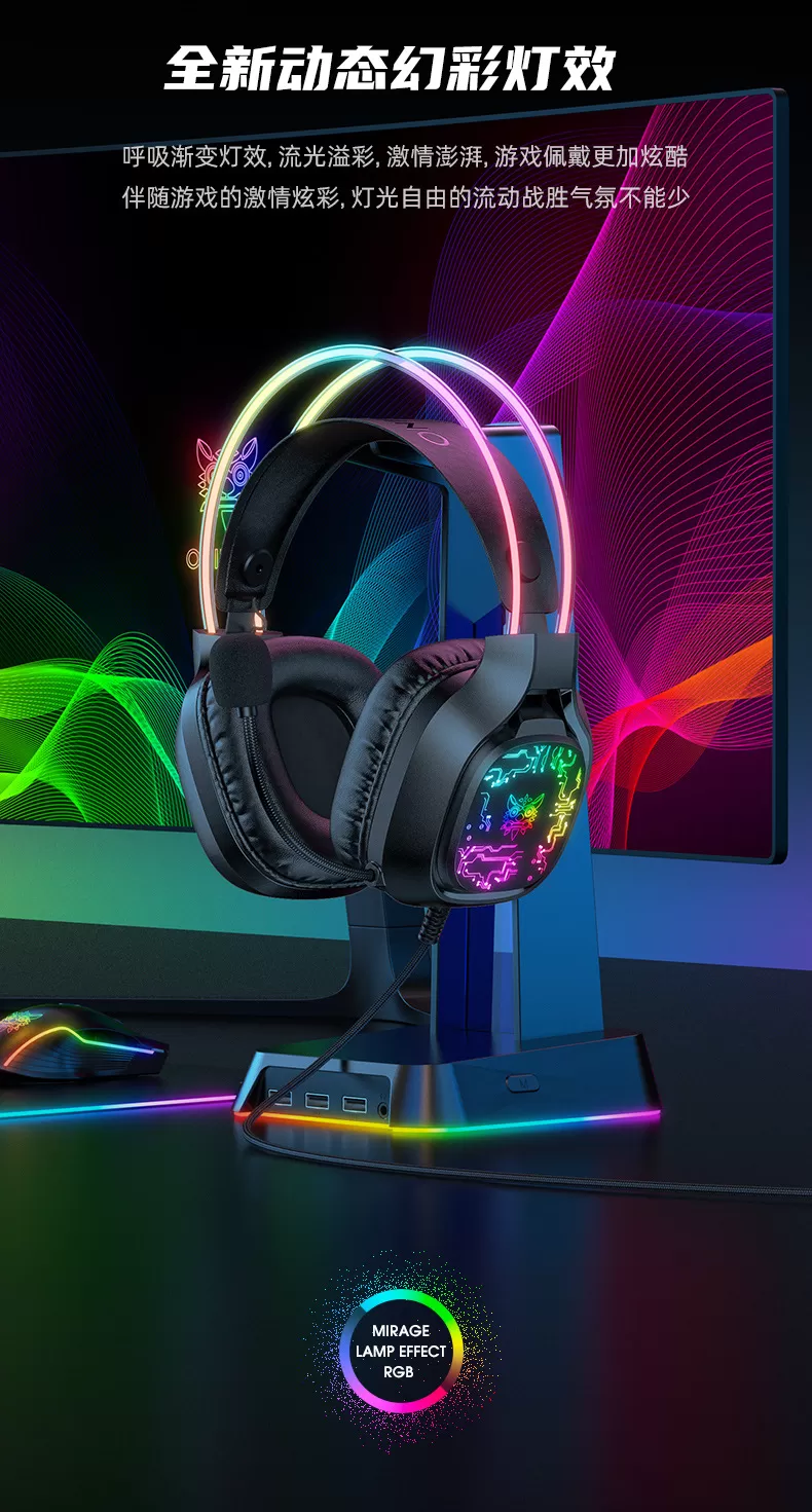 Headset ONIKUMA X22 Preto Gamer com Iluminação RGB Microfone e Cabo P3 ...