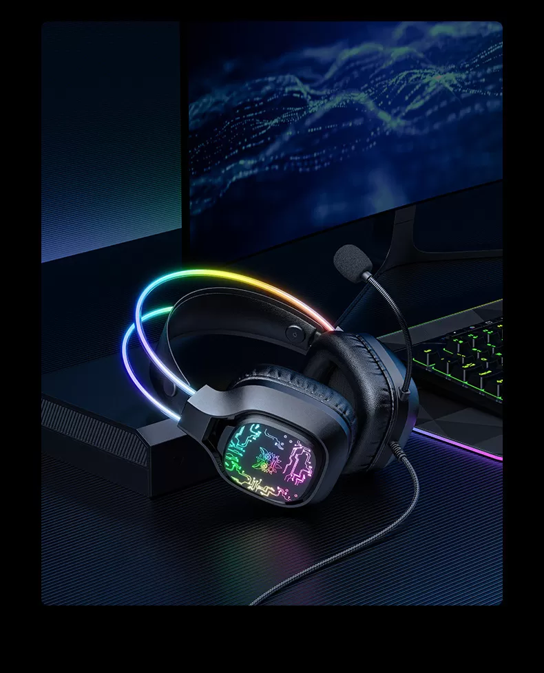Headset ONIKUMA X22 Preto Gamer com Iluminação RGB Microfone e Cabo P3 ...